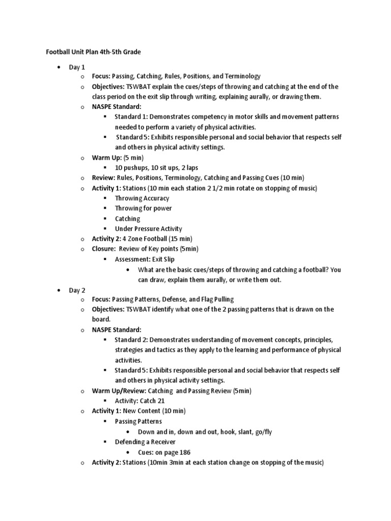 Football Unit Plan | PDF | Competence (Human Resources) | Educational ...