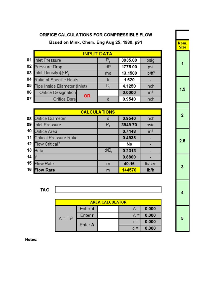 Orifice Calc: Gas | PDF | Pipe (Fluid Conveyance) | Flow Measurement