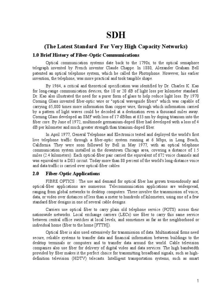 SDH: Advancements in Optical Networks | PDF | Technology & Engineering