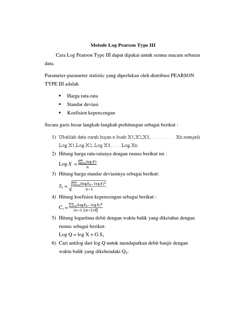 Metode Log Pearson Type III Fita | PDF