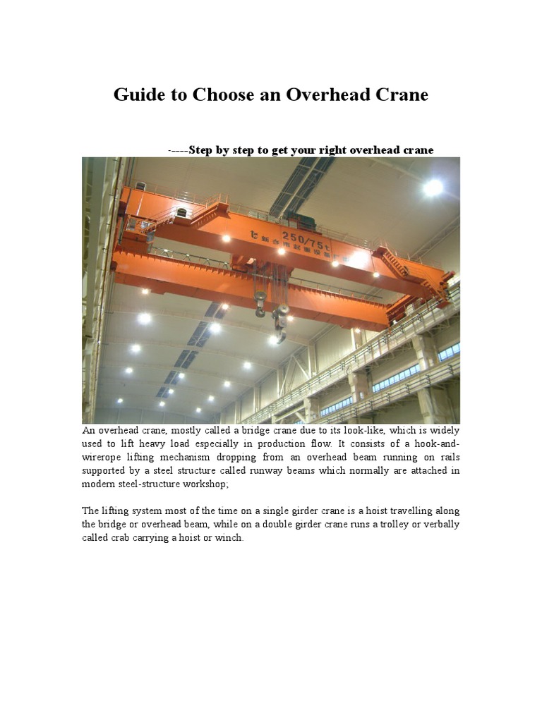 Selecting Your Overhead Crane Guide | PDF | Crane (Machine) | Transport ...