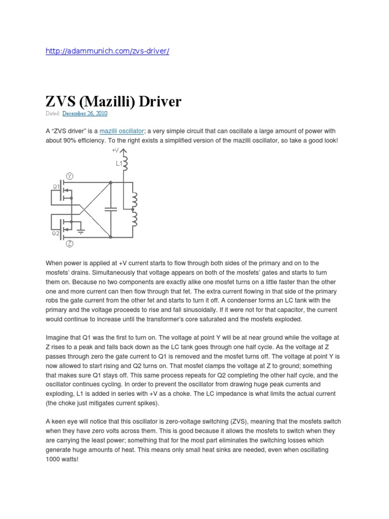 ZVS Original | PDF | Field Effect Transistor | Bipolar Junction Transistor