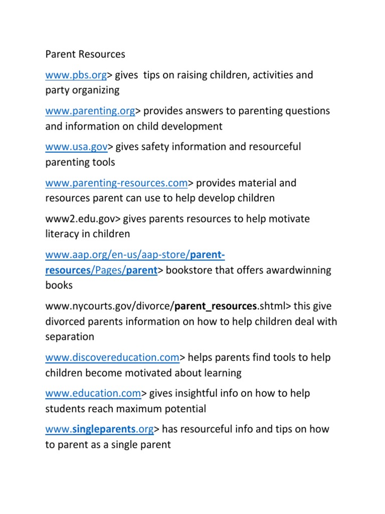 Essential Parenting Resources Online | PDF