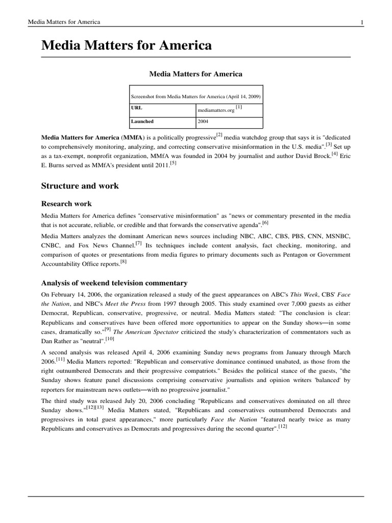Overview of Media Matters for America | PDF | News Media | Public Sphere