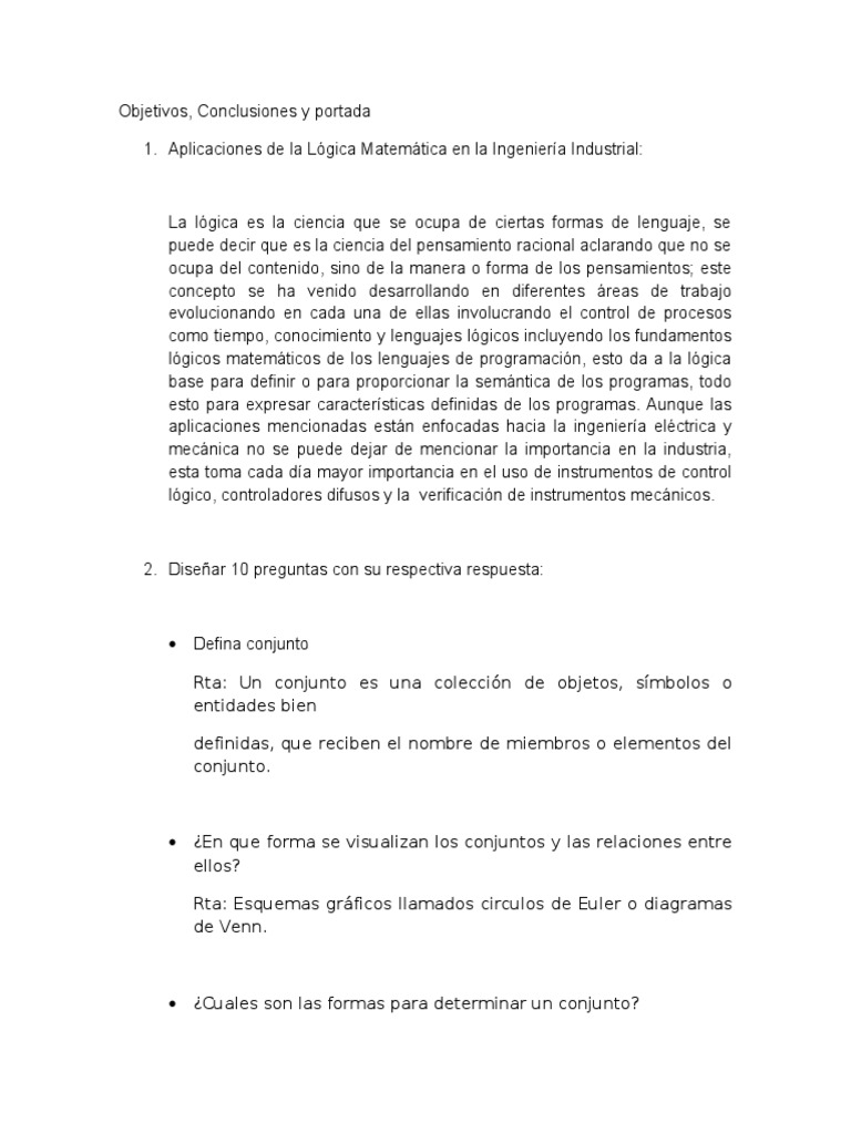 Preguntas Completas Logica | PDF | Lógica | Conjunto (Matemáticas)