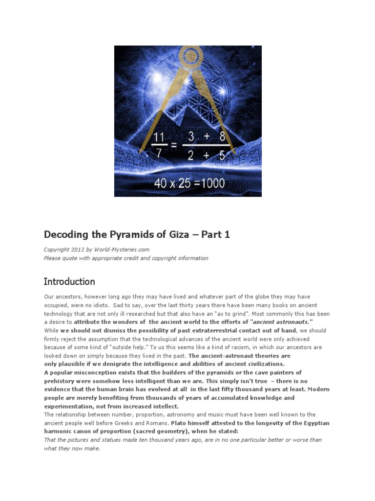 Decoding The Pyramids of Giza | PDF | Teaching Mathematics | Archaeology