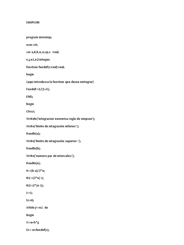 Simpson | PDF | Integral | Matemáticas Aplicadas