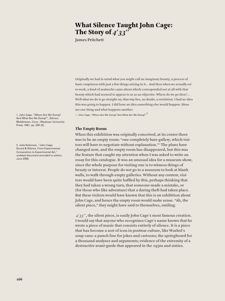 What Silence Taught John Cage, The Story of 4'33'' | PDF | Harmony ...
