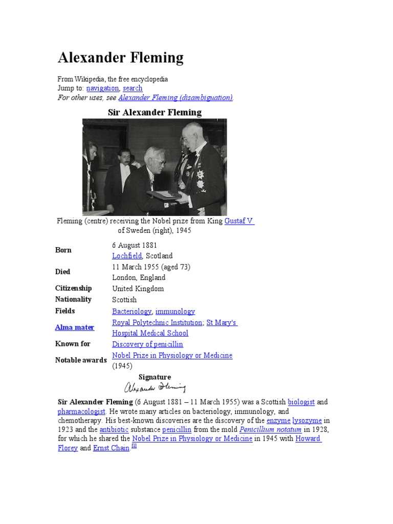 Alexander Fleming | PDF | Penicillin | Antibiotics