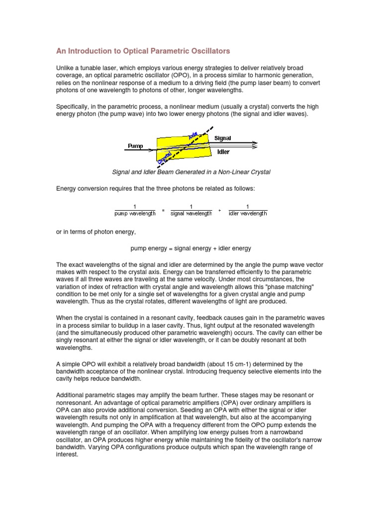 Optical Parametric Oscillators | PDF | Nonlinear Optics | Resonance