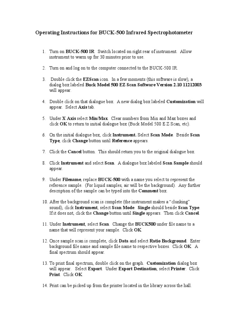 Buck - Scientific IR SOP | Download Free PDF | Filename | Infrared