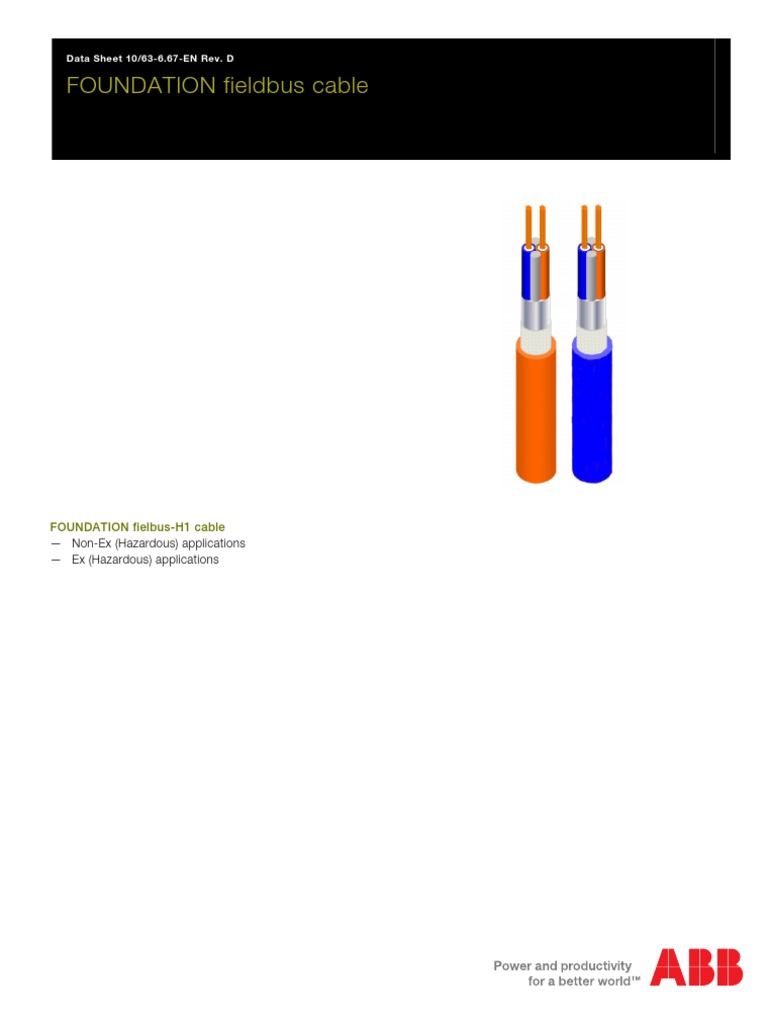 FOUNDATION Fieldbus Cable: Data Sheet 10/63-6.67-EN Rev. D | PDF ...
