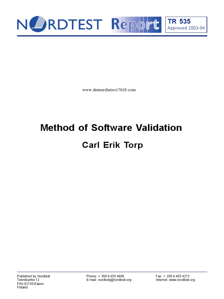 Method of Software Validation - NORDTEST Report - TR535 | PDF ...