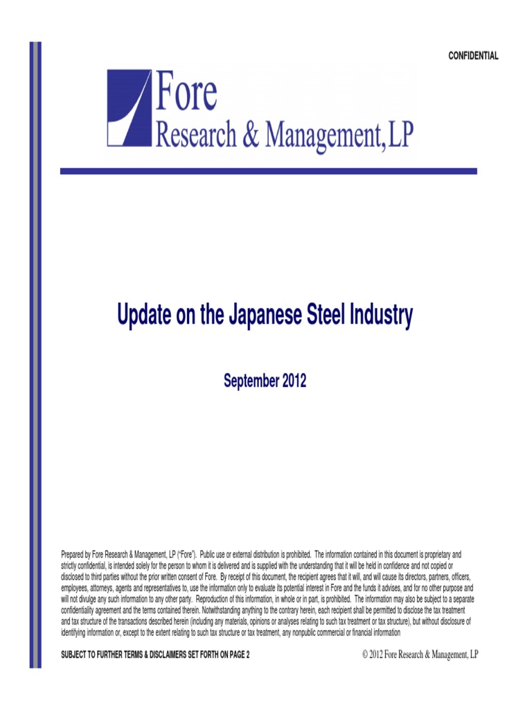 Japan Steel Industry Update - September 17 2012 | PDF | Japan | Steel
