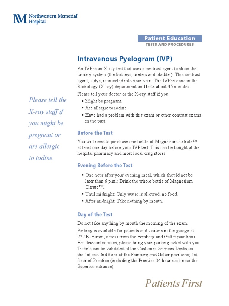 Patients First: Intravenous Pyelogram (IVP) | PDF | Medical Specialties ...