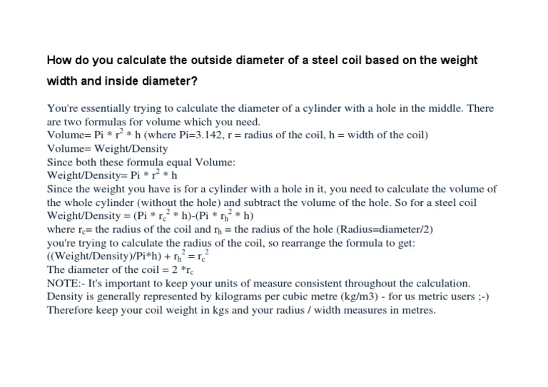 Calculating Steel Coil Outside Diameter | PDF