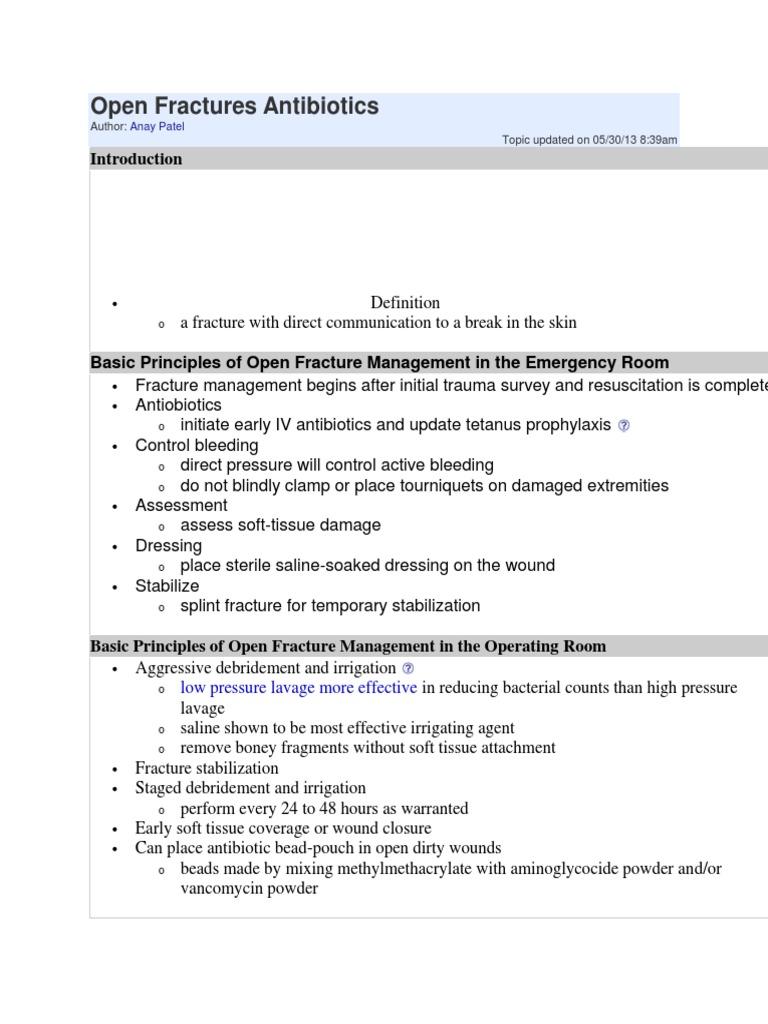 Open Fractures Antibiotics: Low Pressure Lavage More Effective | PDF