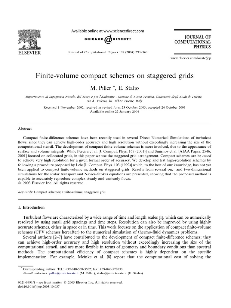 Finite Volume Compact Schemes On Staggered Grids Pdf Navier Stokes