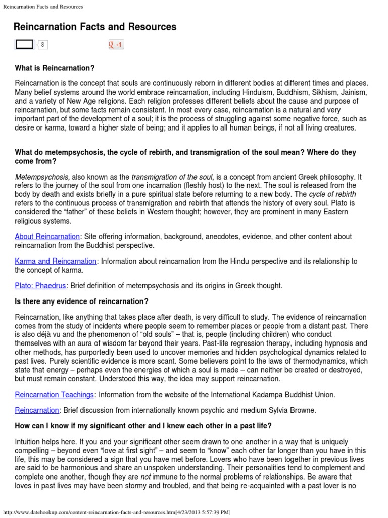 Reincarnation Facts and Resources | PDF | Reincarnation | Karma