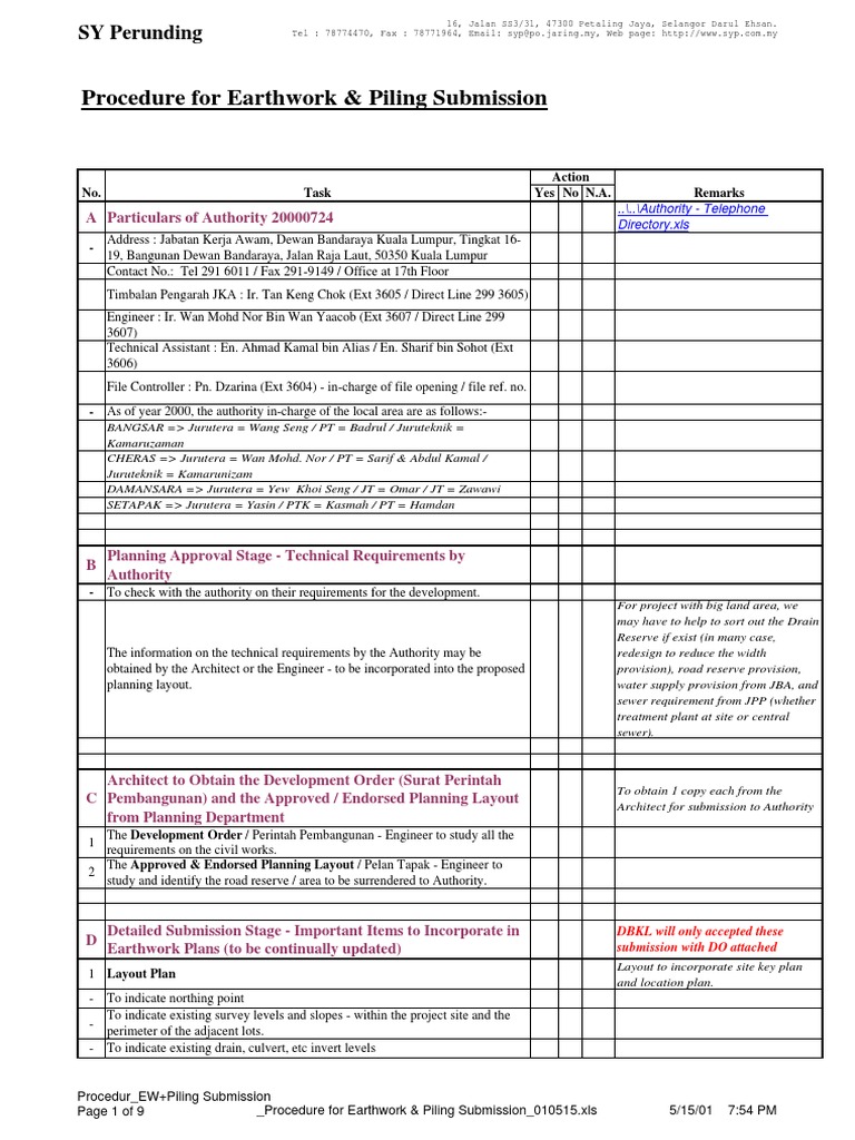 _Procedure for Earthwork & Piling Submission_010515 | Deep Foundation ...