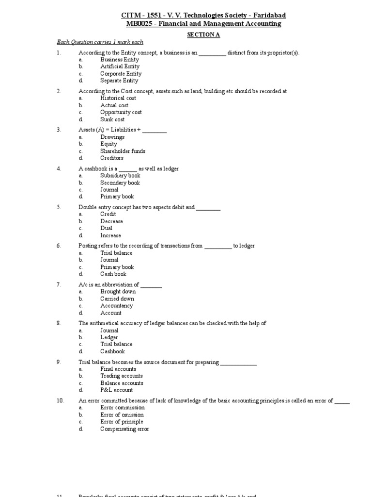 MB0025 Financial Management Accounting | PDF | Debits And Credits ...