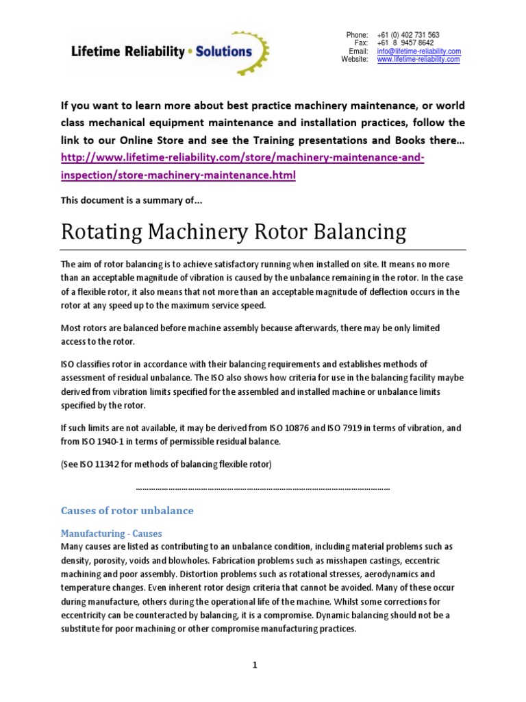Rotating Machinery Rotor Balancing | PDF | Technology & Engineering