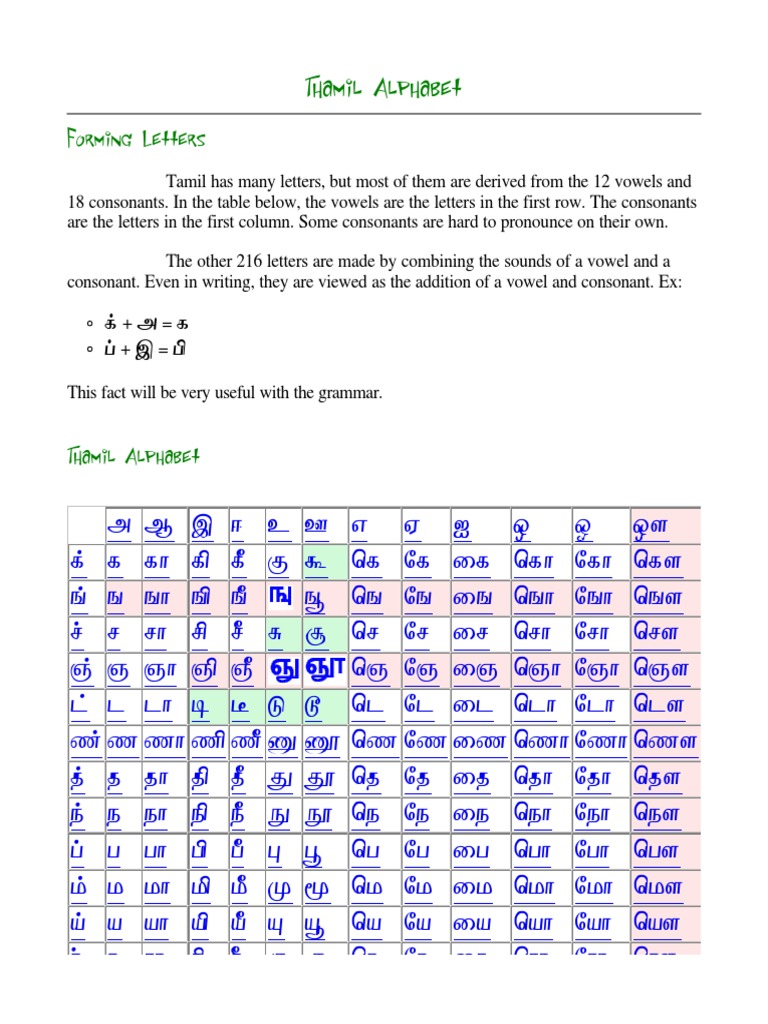 Tamil Alphabet: Letters and Sounds Guide | PDF | Language Arts & Discipline