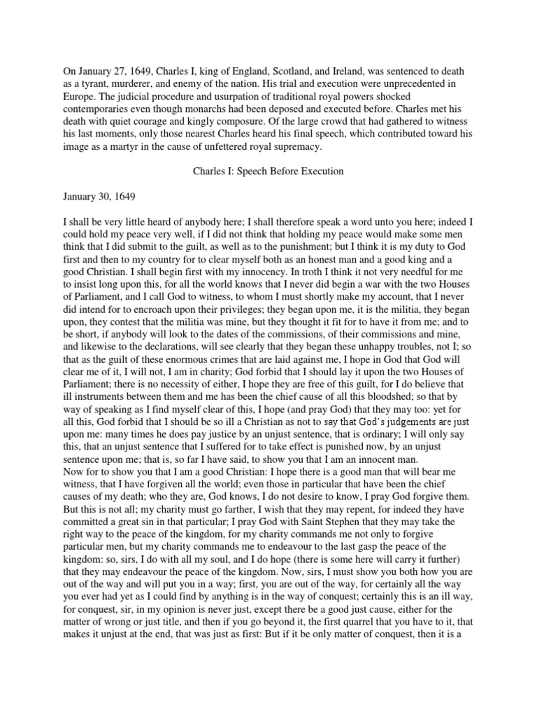 Charles I's Last Words Before Execution | PDF | Capital Punishment ...