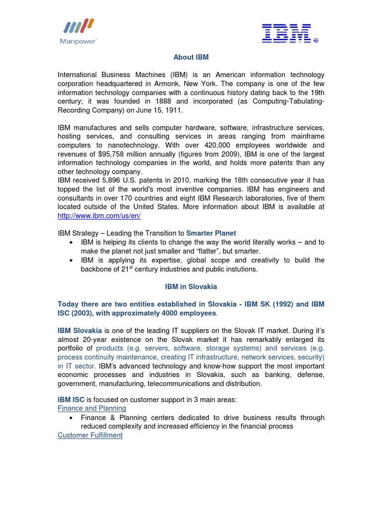 About IBM | PDF | Ibm | Slovakia