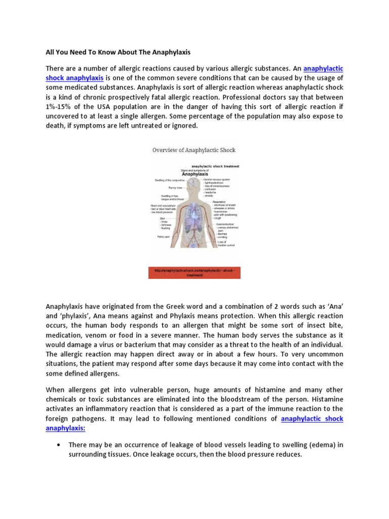 Understanding Anaphylaxis Risks | PDF