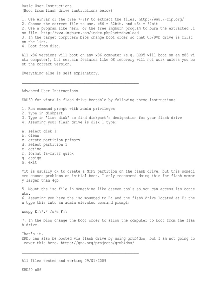 Instructions | PDF | Booting | Microsoft Windows