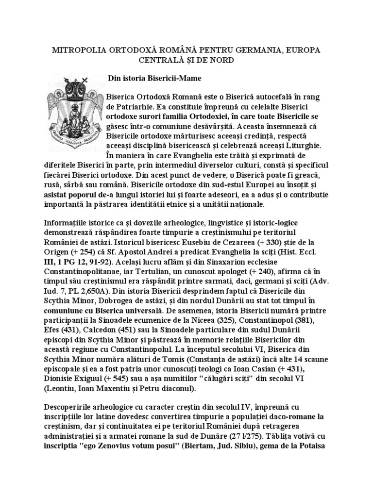 Mitropolia Ortodoxă Română Pentru Germania | PDF
