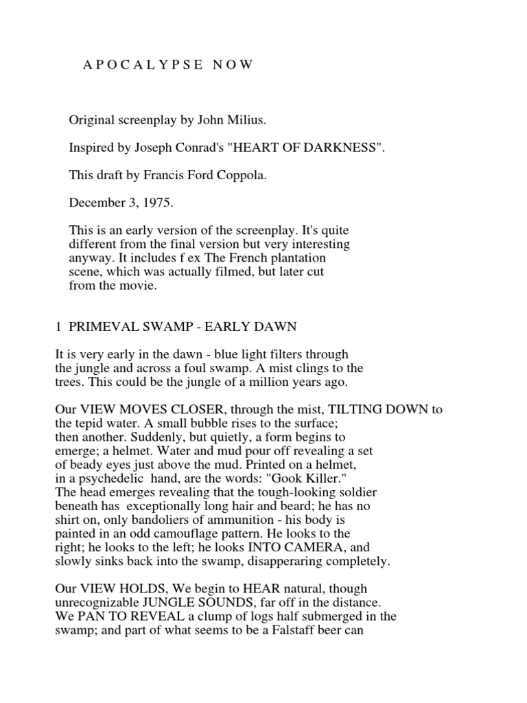 Apocalypse Now - Original Script | PDF | Helicopter | Bell Uh 1 Iroquois