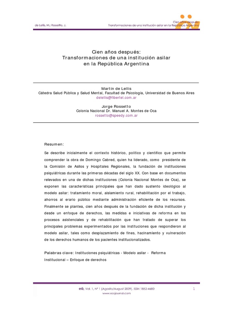 Transformaciones del Manicomio Borda | PDF | Hospital | Alemania