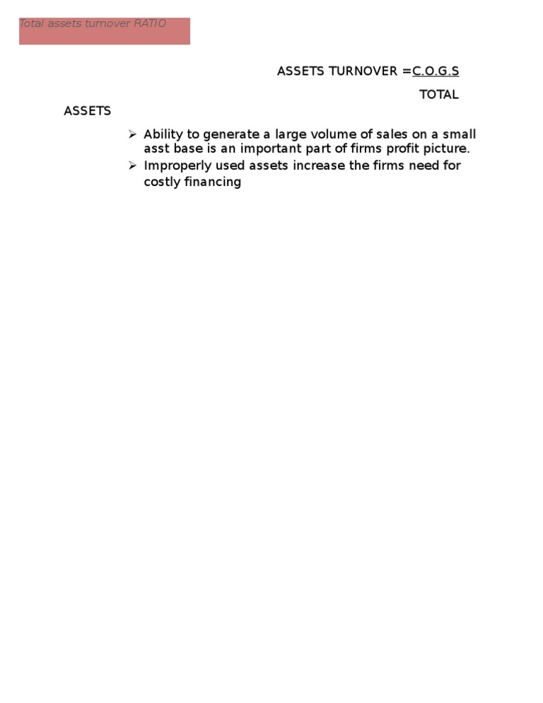Total Assets Turnover Ratio Explained | PDF | Business | Finance ...