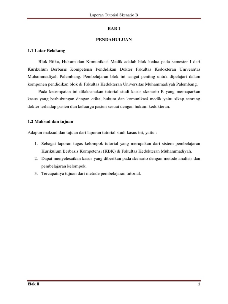 Laporan Tutorial Skenario B - Kelompok 1 | PDF