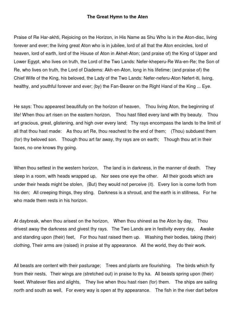 The Great Hymn To The Aten | PDF