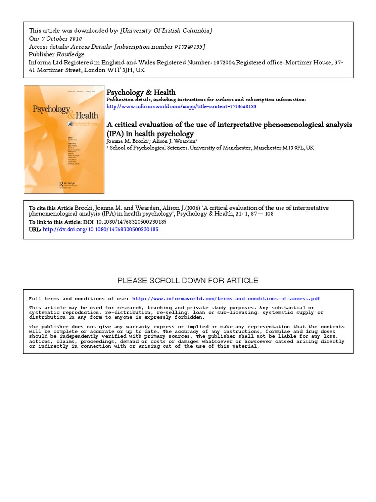 IPA CriticalEvaluation21634 | PDF | Qualitative Research | Quantitative ...