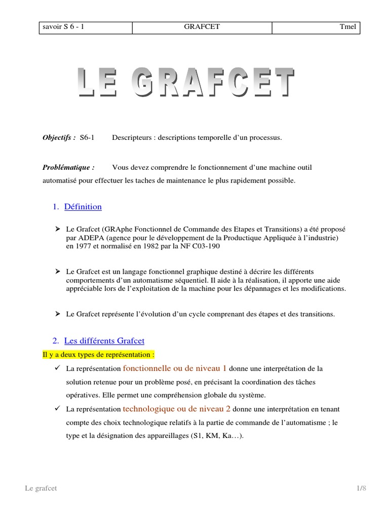 Grafcet Cours | PDF | Science | Ingénierie