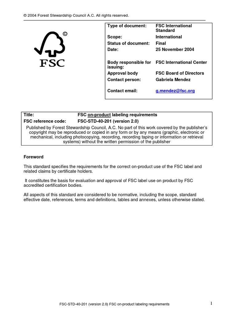FSC STD 40 201 V2 0 en FSC On Product Labelling Requirements | PDF ...