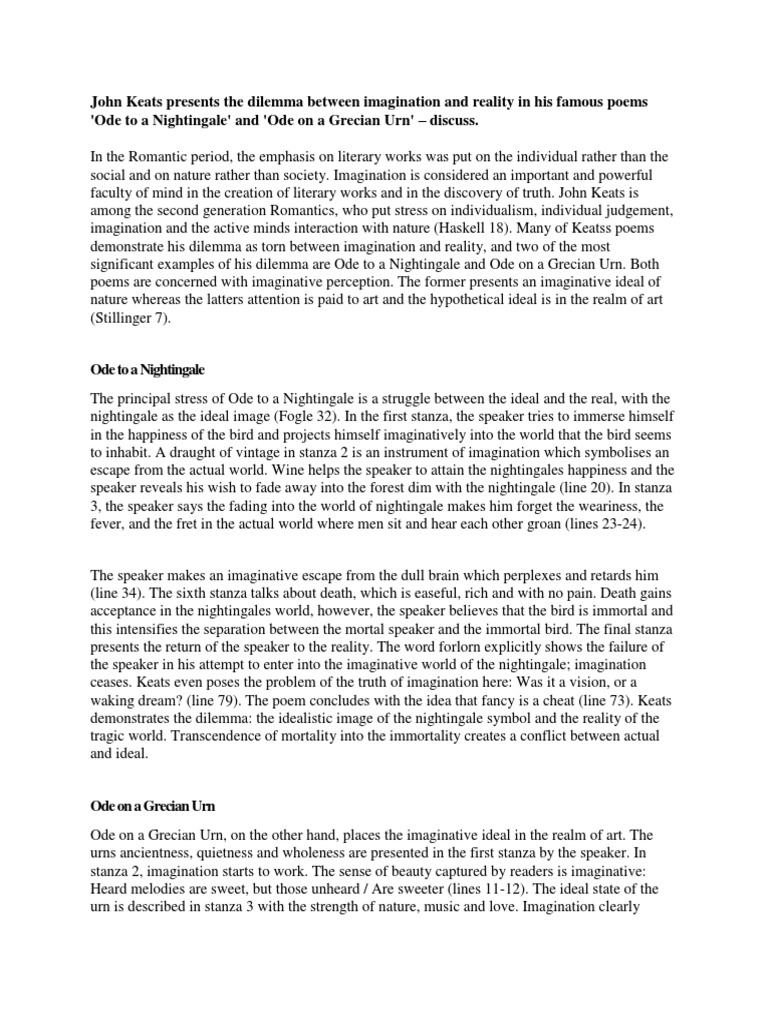 The Dilemma Between Imagination and Reality in His Famous Poems | PDF ...
