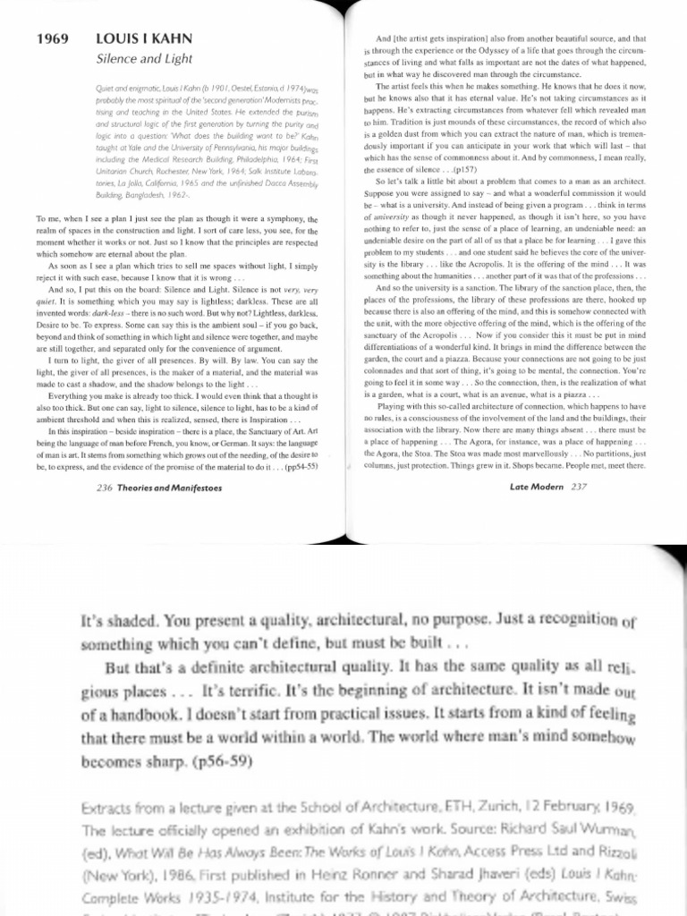LOUIS KAHN - Silence and Light | PDF | Mind | Science