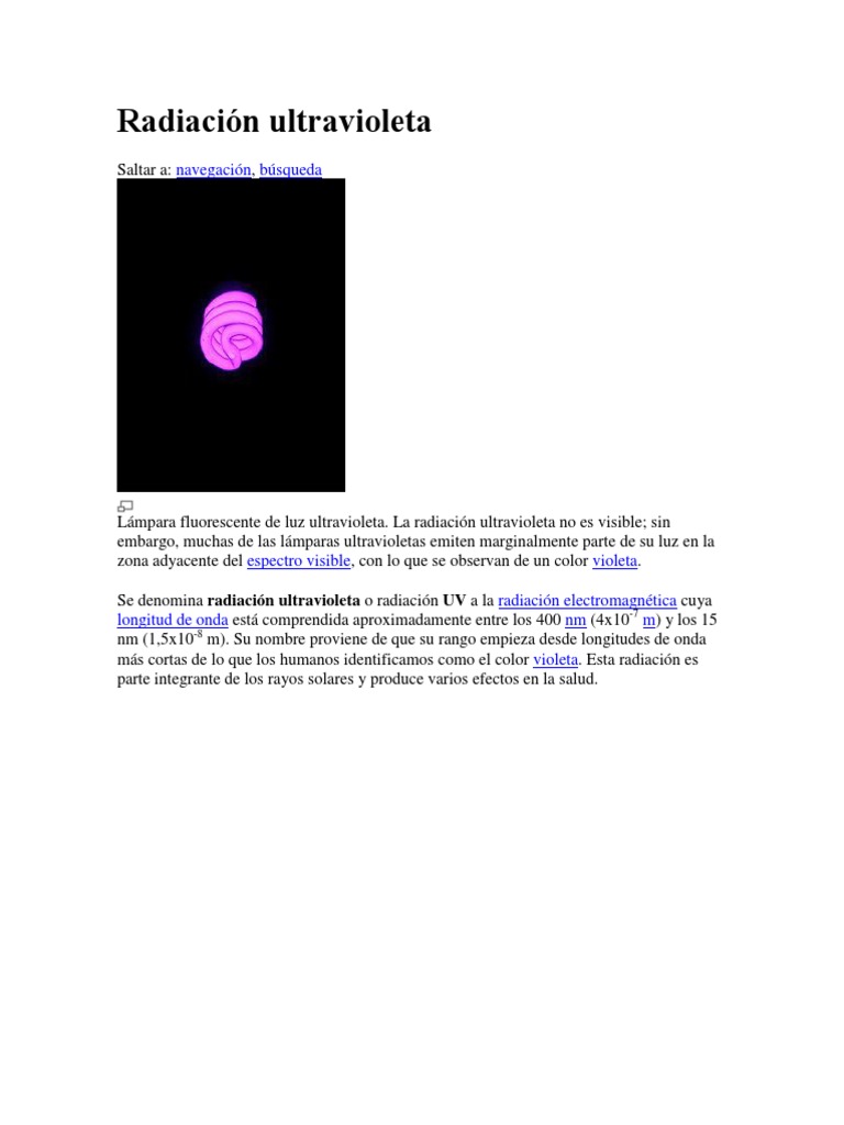 Radiación Ultravioleta | PDF