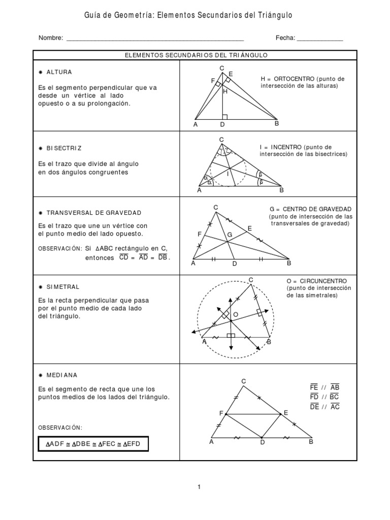 Elementos Secundarios del Triángulo | PDF | Objetos geométricos | Triángulo