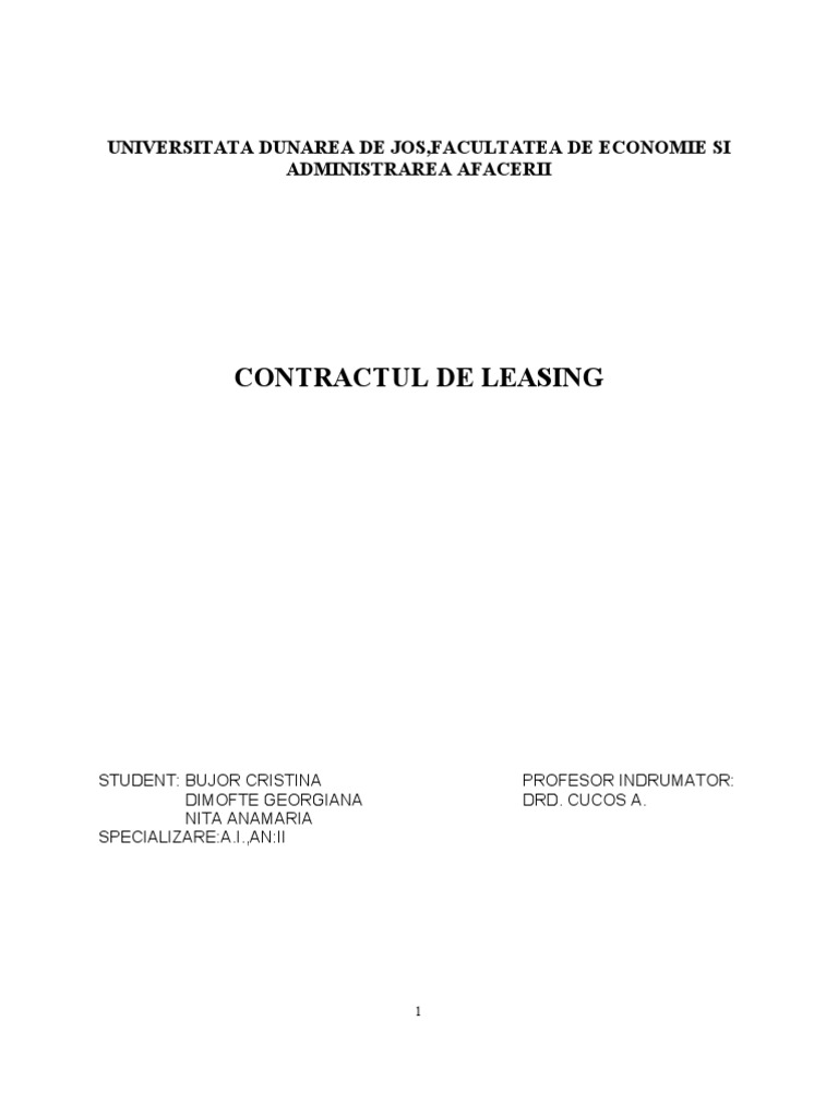 Contractul de Leasing | PDF