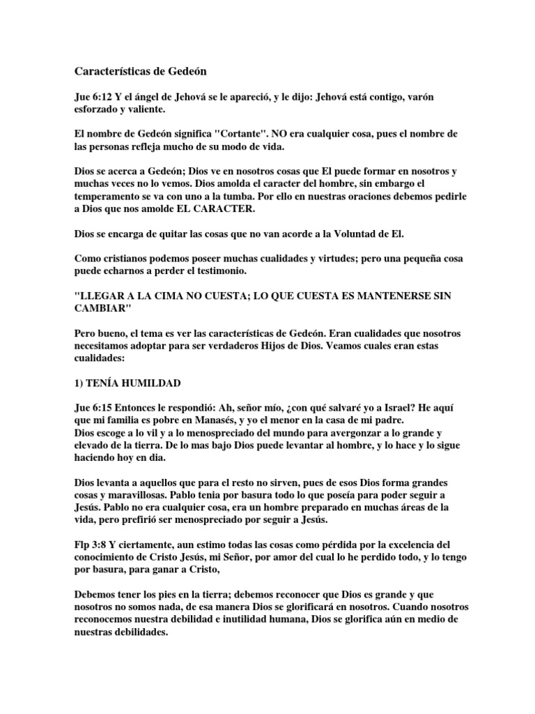 Características de Gedeón | PDF | eucaristía | Dios