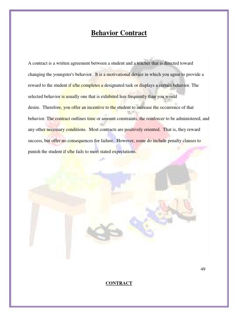 Behavior Contract for Student Improvement | PDF | Business | Finance ...