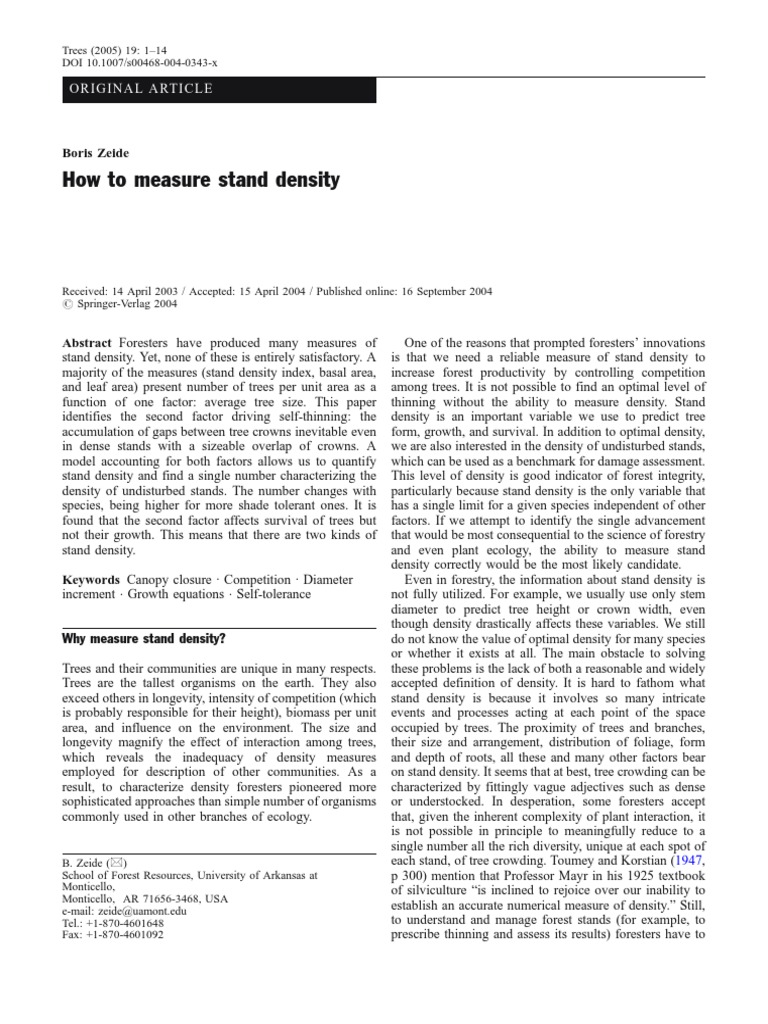 How To Measure Stand Density | PDF | Density | Heat