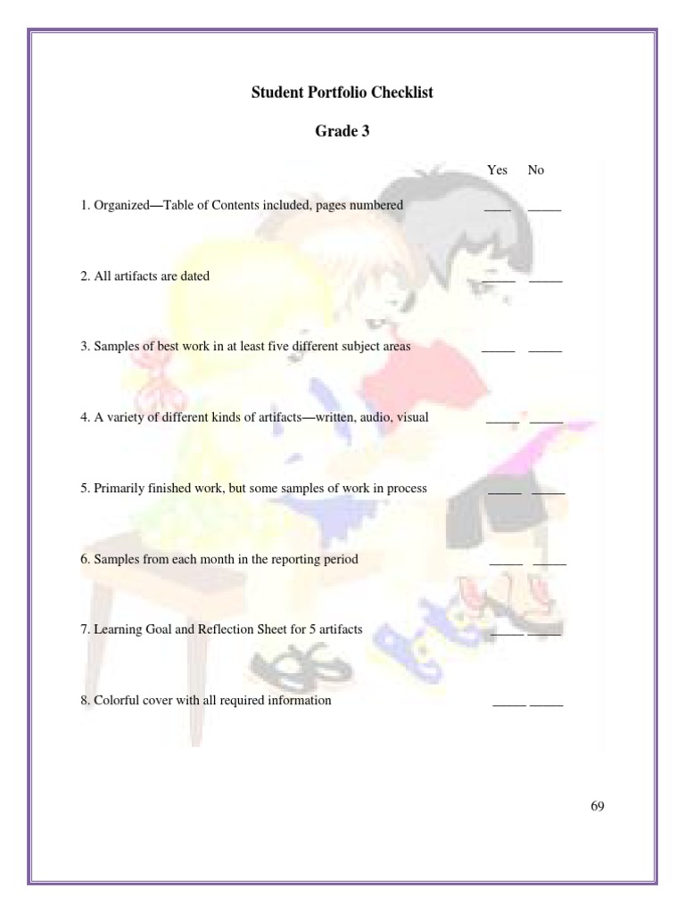 Grade 3 Student Portfolio Checklist | PDF