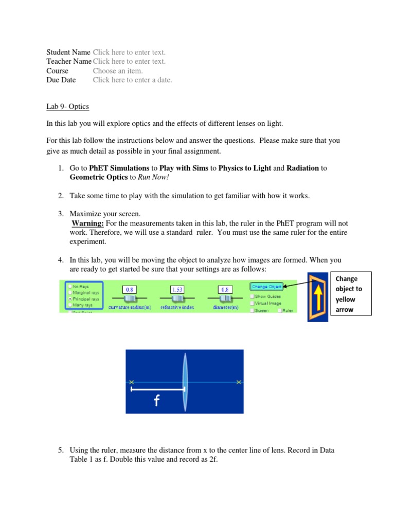 Optics Lab: Exploring Lenses and Image Formation | PDF | Optics | Lens ...
